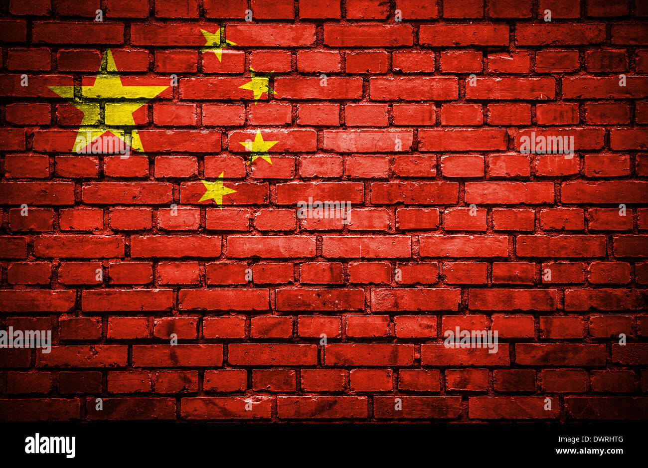 Brick wall with painted flag of China Stock Photo - Alamy
