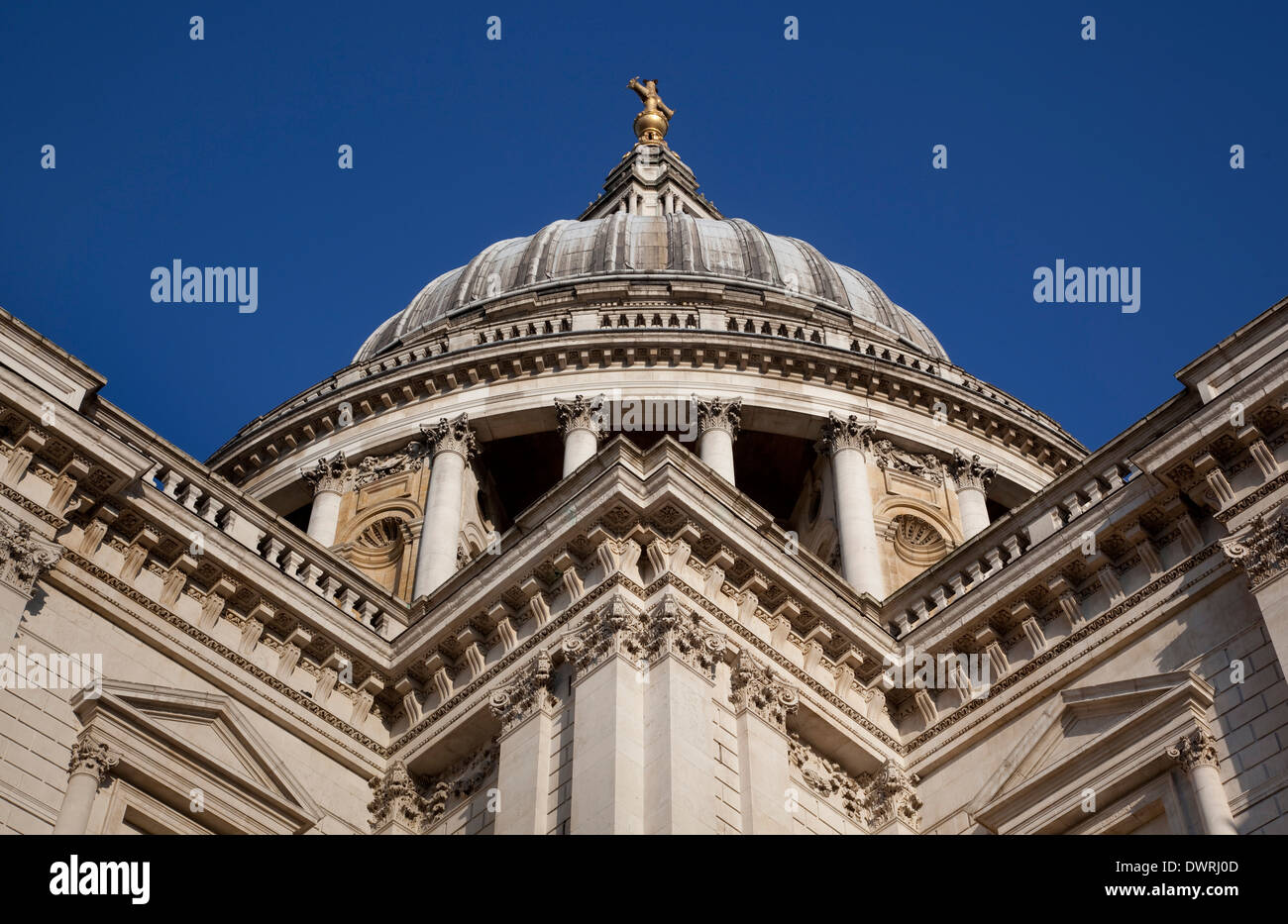 Looking up towards the dome of Saint Paul's Cathedral seen against a ...