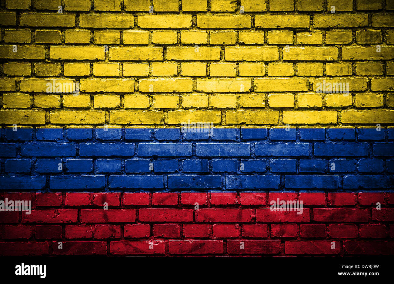 Brick wall with painted flag of Columbia Stock Photo - Alamy