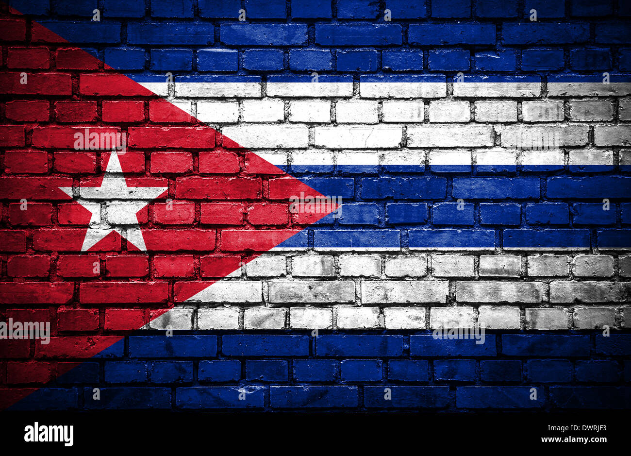 Brick wall with painted flag of Cuba Stock Photo - Alamy