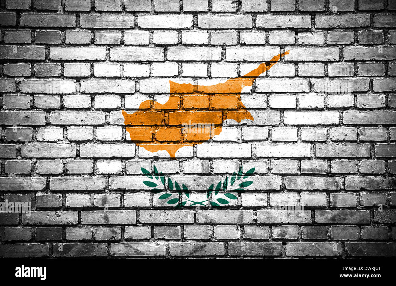 Brick wall with painted flag of Cyprus Stock Photo - Alamy