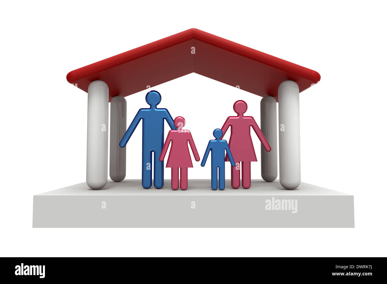 Family house, Protection of family, isolated on white render Stock ...