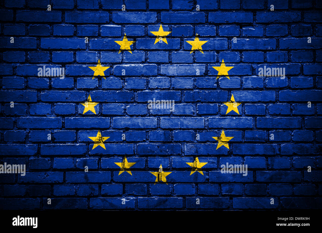Brick wall with painted flag of European Union Stock Photo - Alamy