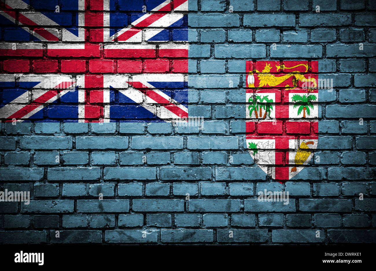 Brick wall with painted flag of Fiji Stock Photo - Alamy