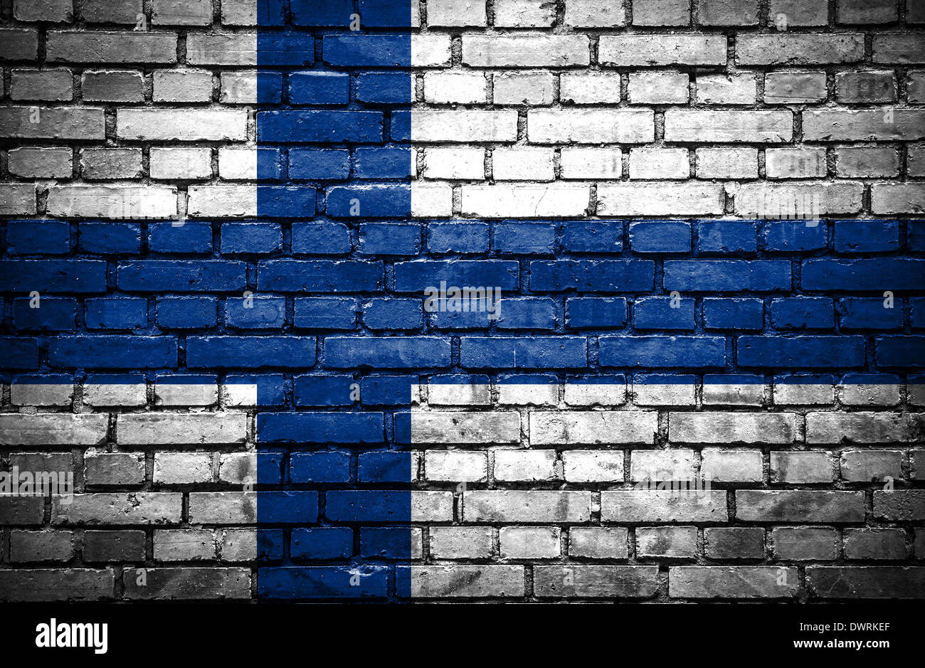 Brick wall with painted flag of Finland Stock Photo - Alamy