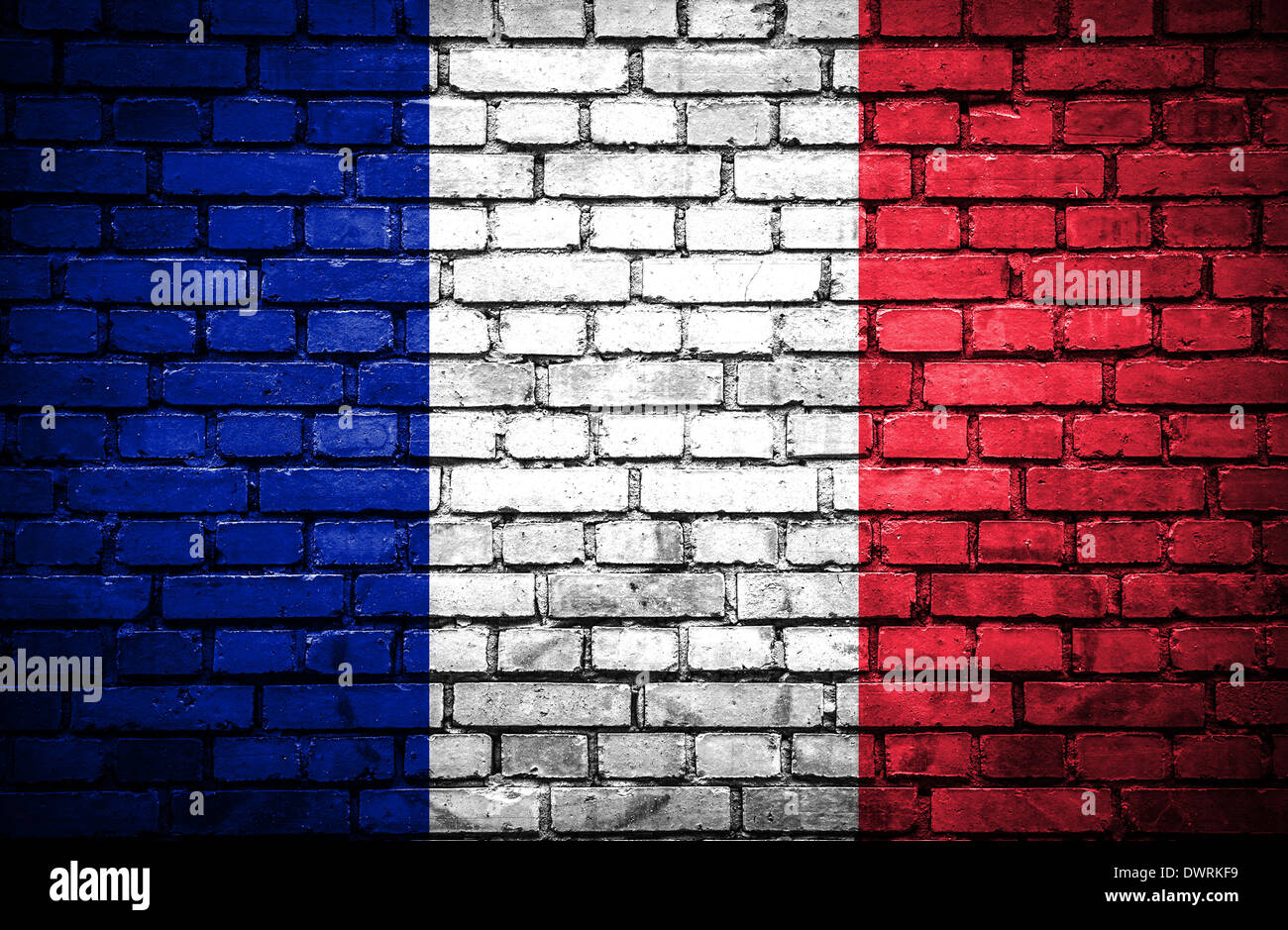 Brick wall with painted flag of France Stock Photo - Alamy