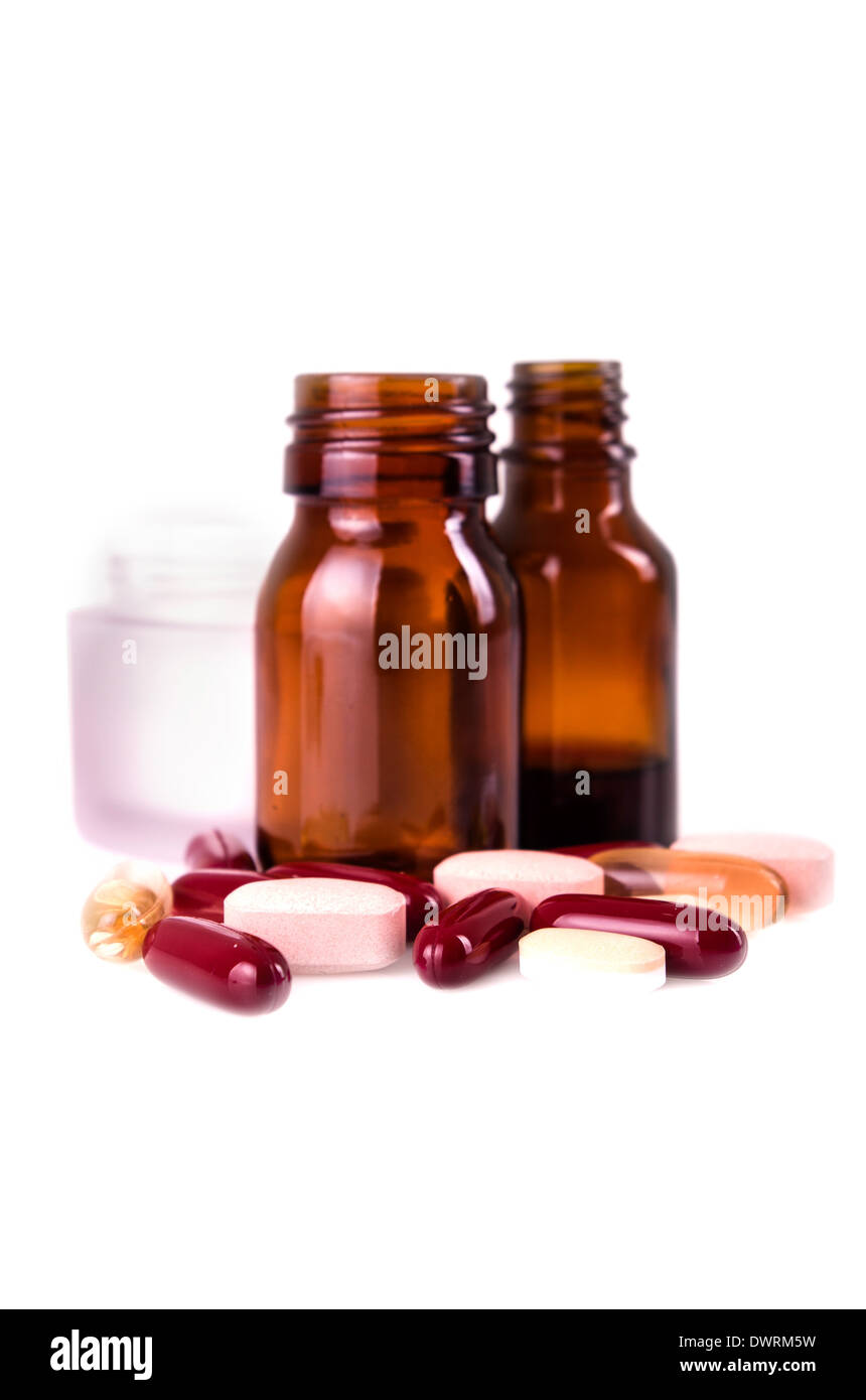 Colorful tablets and pills Stock Photo - Alamy
