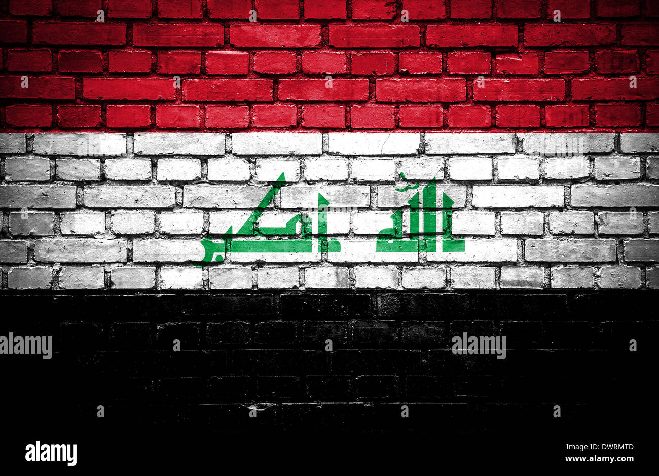 Brick wall with painted flag of Iraq Stock Photo - Alamy