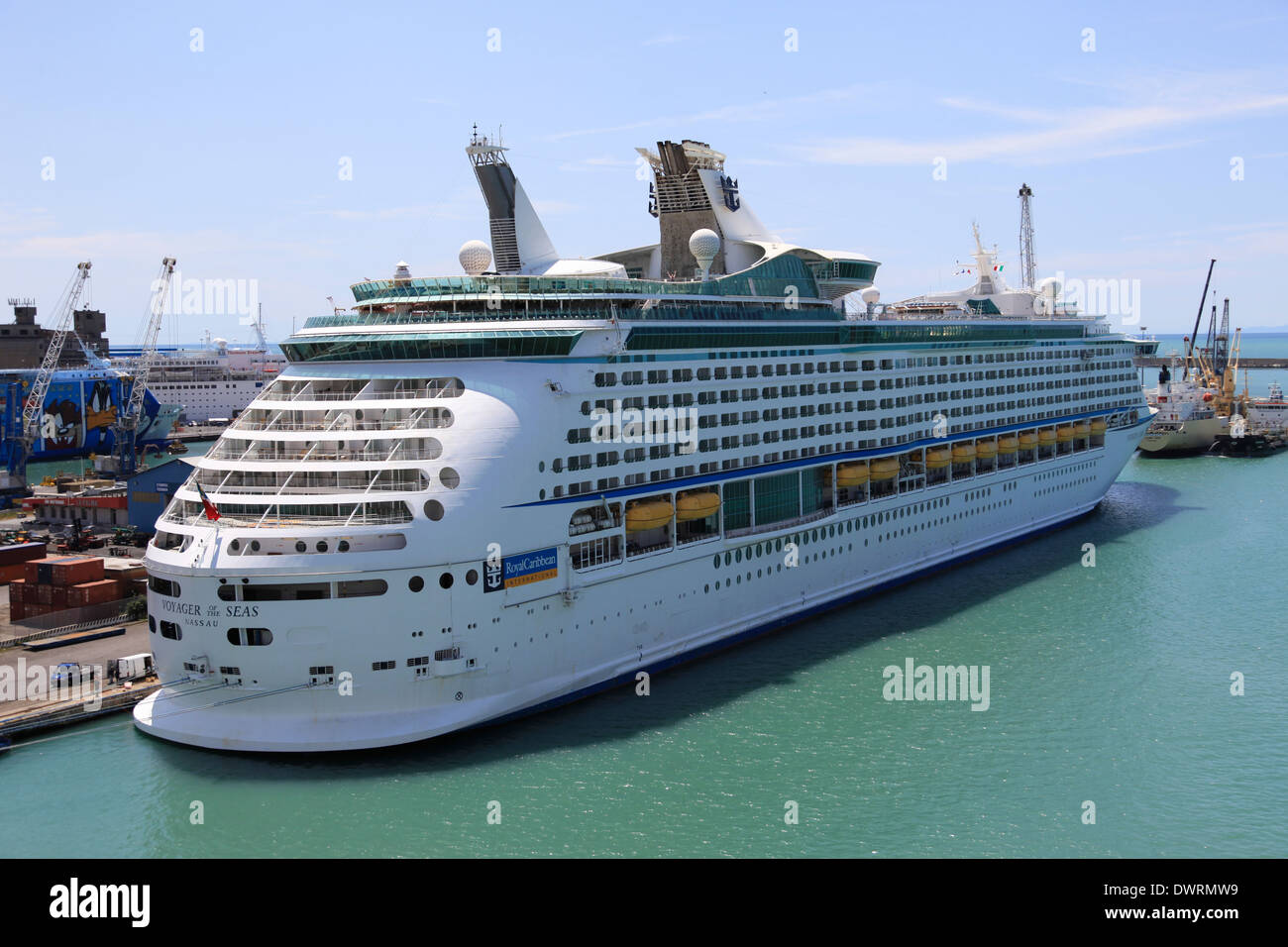 RCL cruise ship mv Voyager of the Seas berthed in Livorno Italy Stock ...