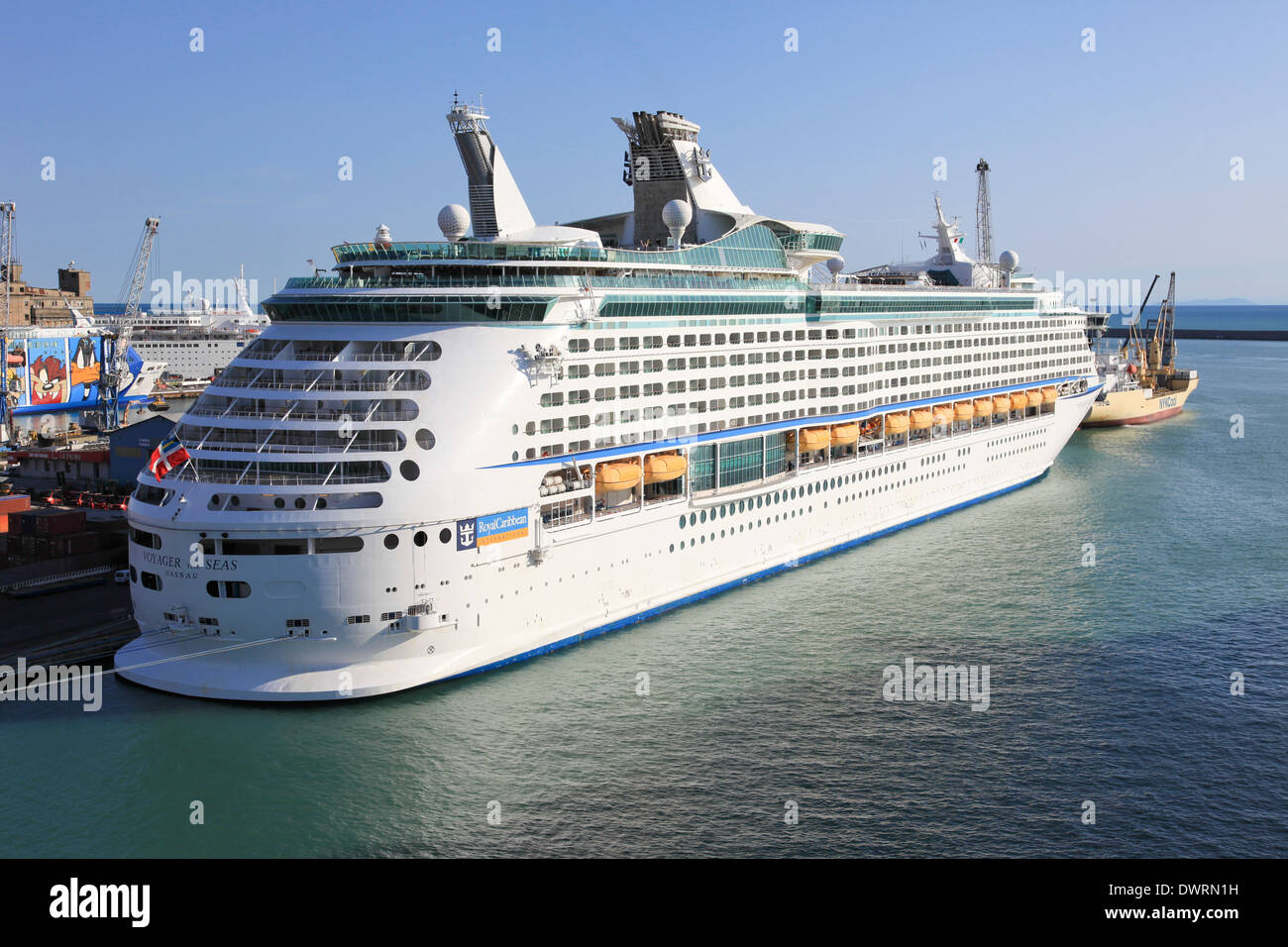 RCL cruise ship mv Voyager of the Seas berthed in Livorno Italy Stock ...