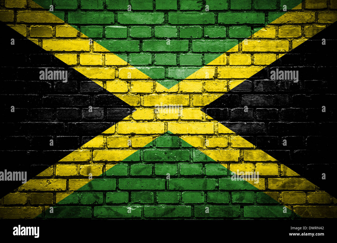 Brick wall with painted flag of Jamaica Stock Photo - Alamy