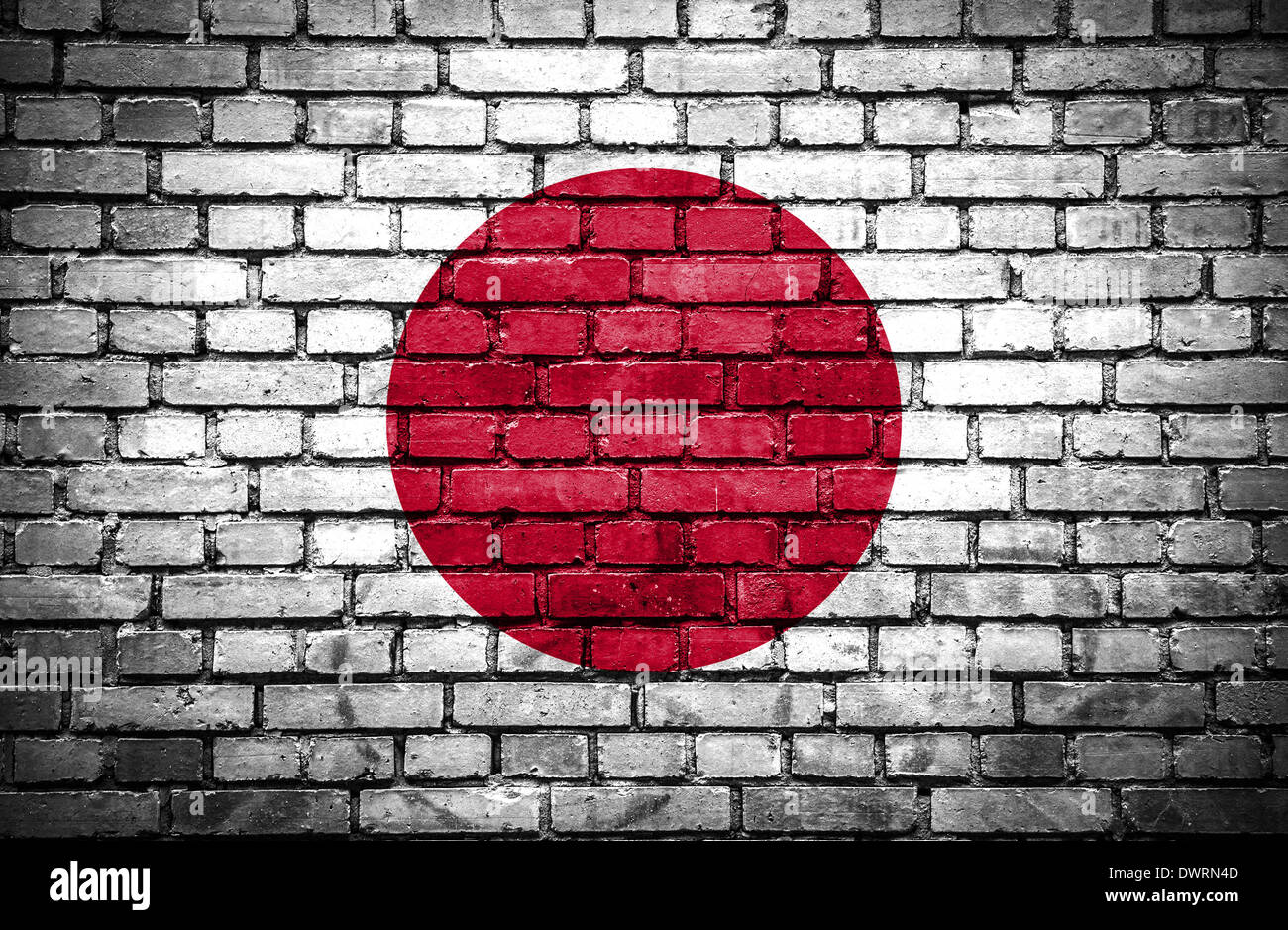 Brick wall with painted flag of Japan Stock Photo - Alamy