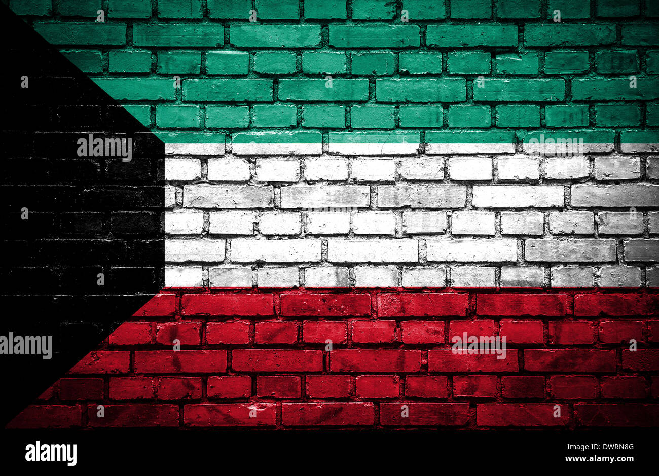 Brick wall with painted flag of Kuwait Stock Photo - Alamy