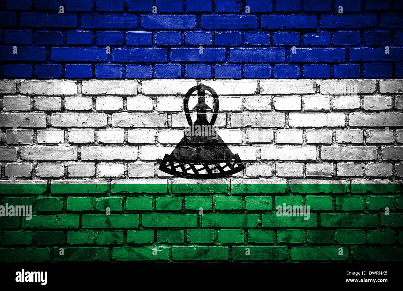Brick wall with painted flag of Lesotho Stock Photo - Alamy