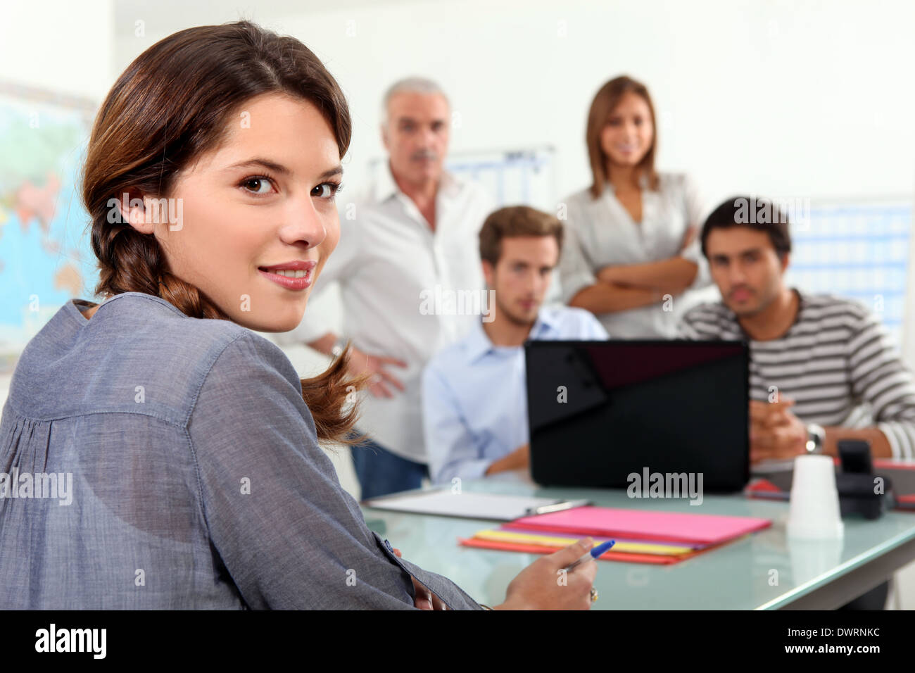 Group young students around laptop hi-res stock photography and images ...
