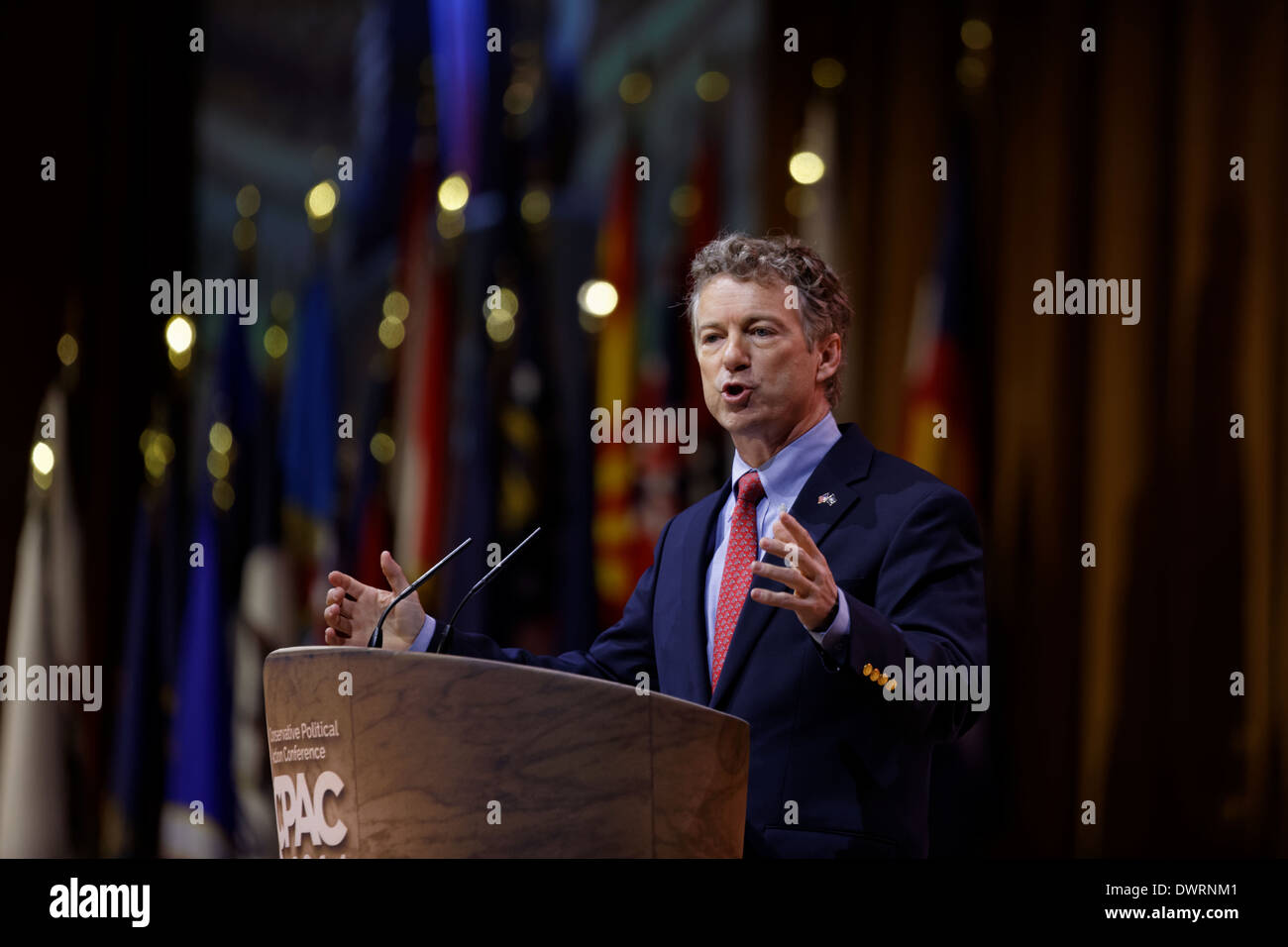 Kentucky Senator Rand Paul makes a speech at the 2014 CPAC conference ...