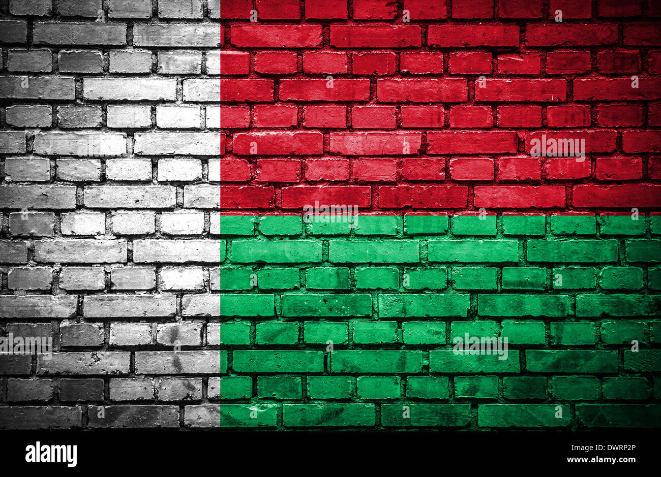 Brick wall with painted flag of Madagascar Stock Photo - Alamy