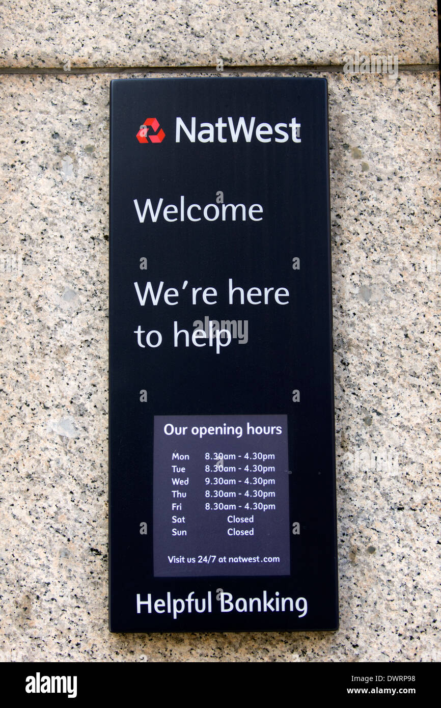 Sign outside a Nat West Bank, City of London, England, UK Stock Photo ...