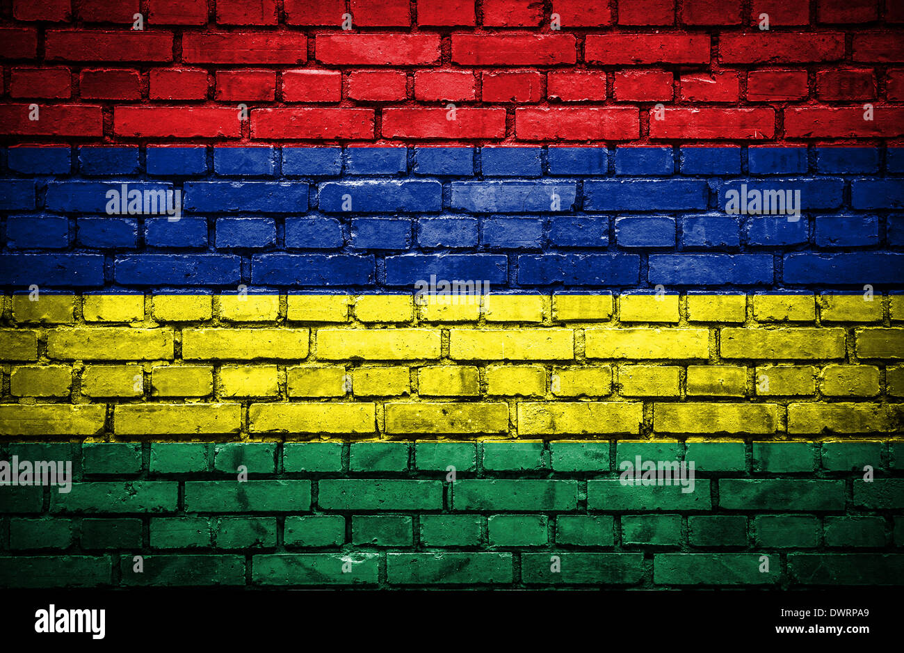 Brick wall with painted flag of Mauritius Stock Photo - Alamy