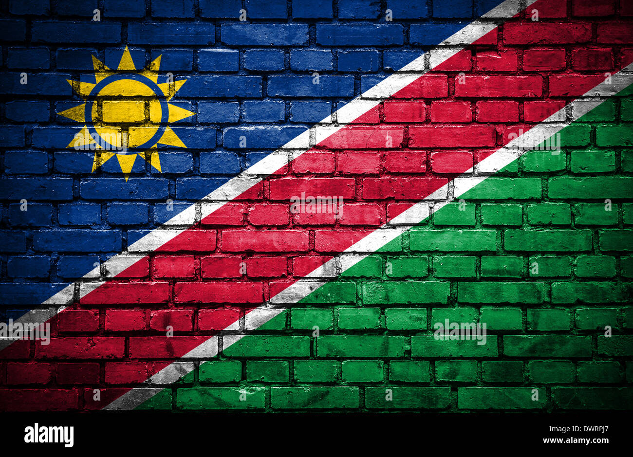 Brick wall with painted flag of Namibia Stock Photo - Alamy