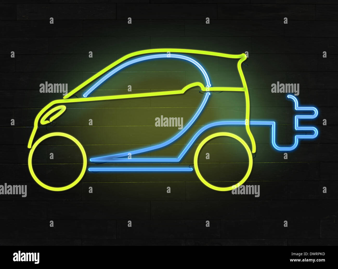 Illustrative image of electric car and plug representing go green ...