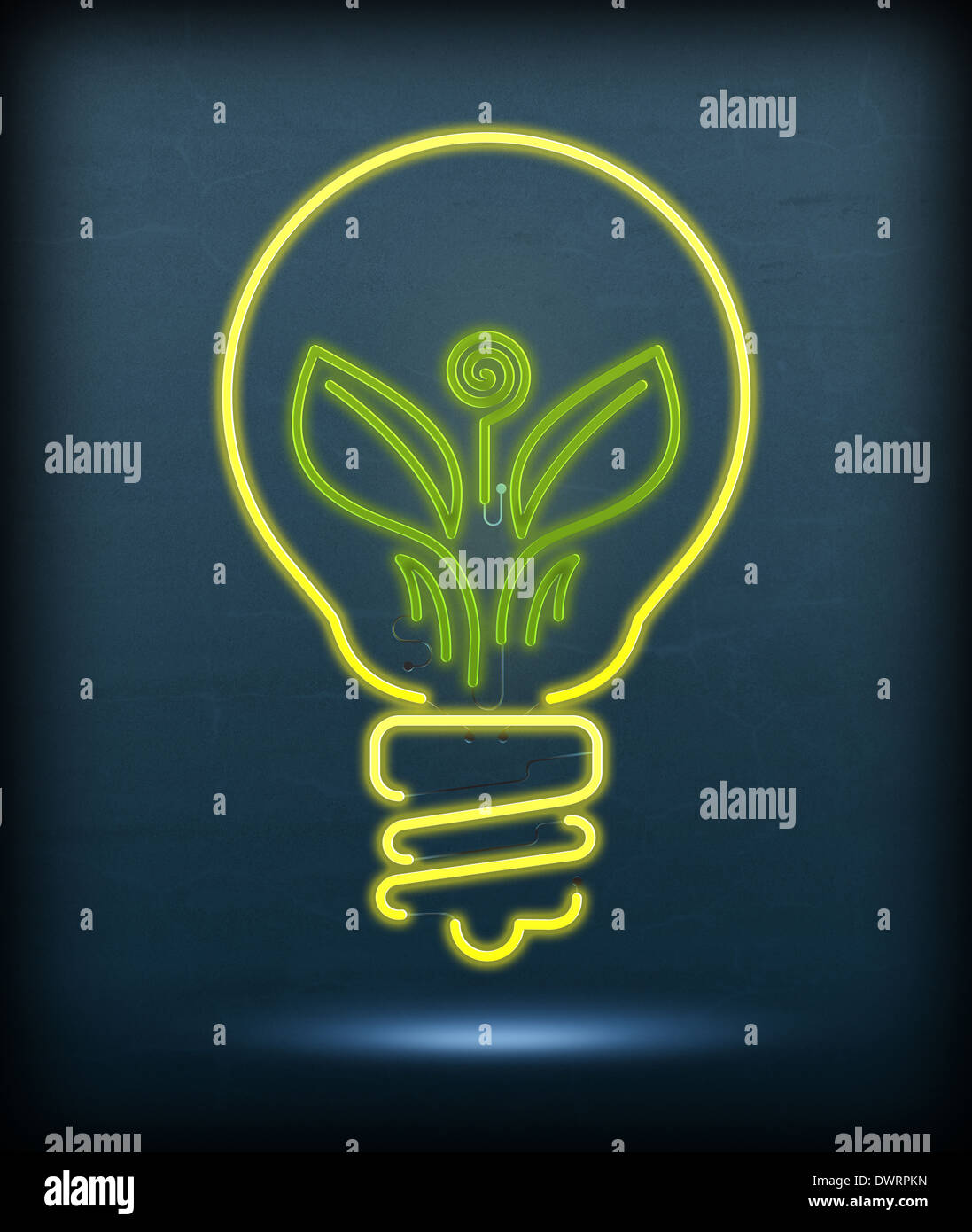 Illustrative image of leaf glowing in bulb representing go green ...