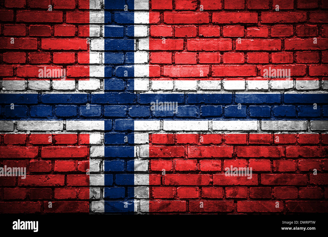 Brick wall with painted flag of Norway Stock Photo - Alamy