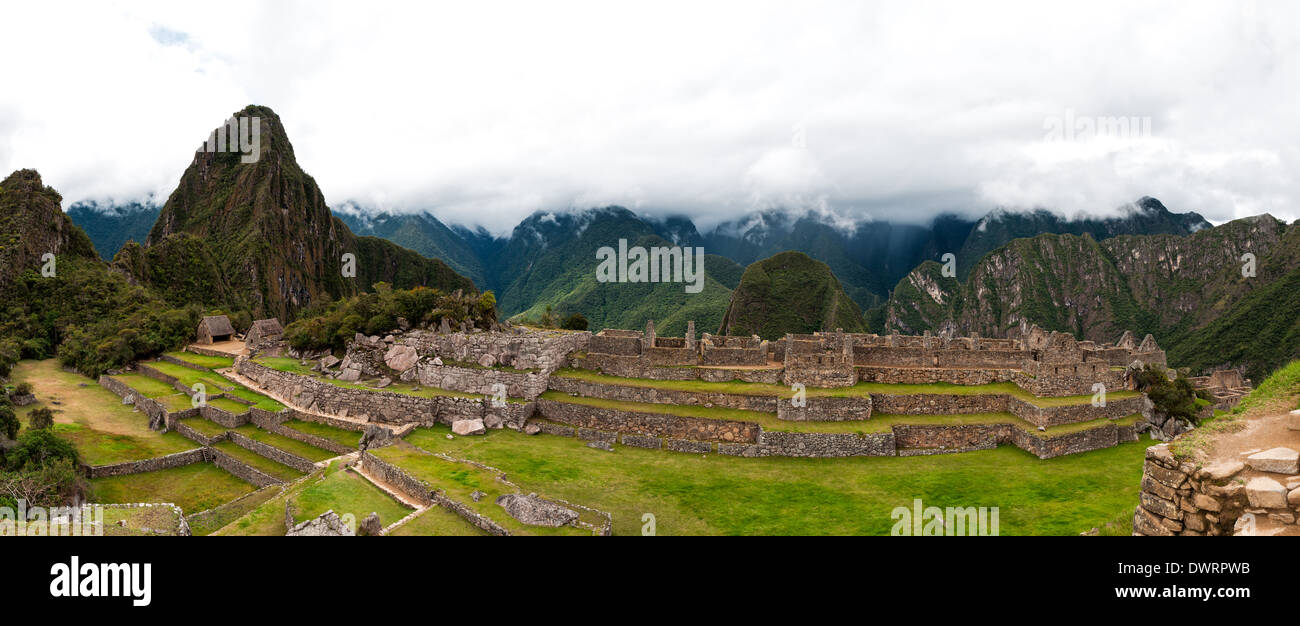 Machu Picchu the main square with the group of the three doorways Stock ...