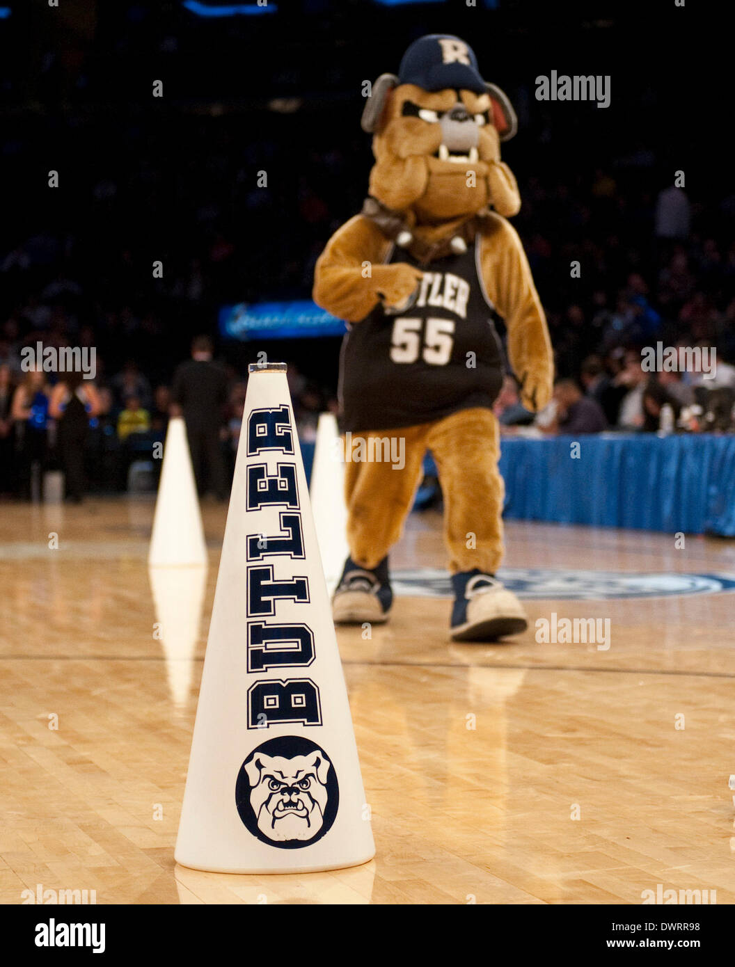 New York, New York, USA. 12th Mar, 2014. Butler's mascot in the second ...