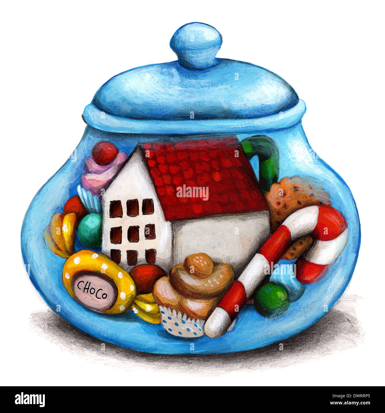 Illustration of sweets in container over white background Stock Photo ...