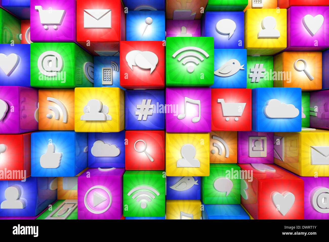 Colorful social media icons Stock Photo - Alamy