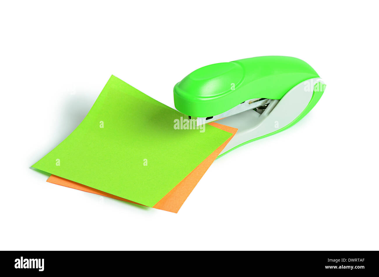 The green stapler isolated on white background Stock Photo - Alamy