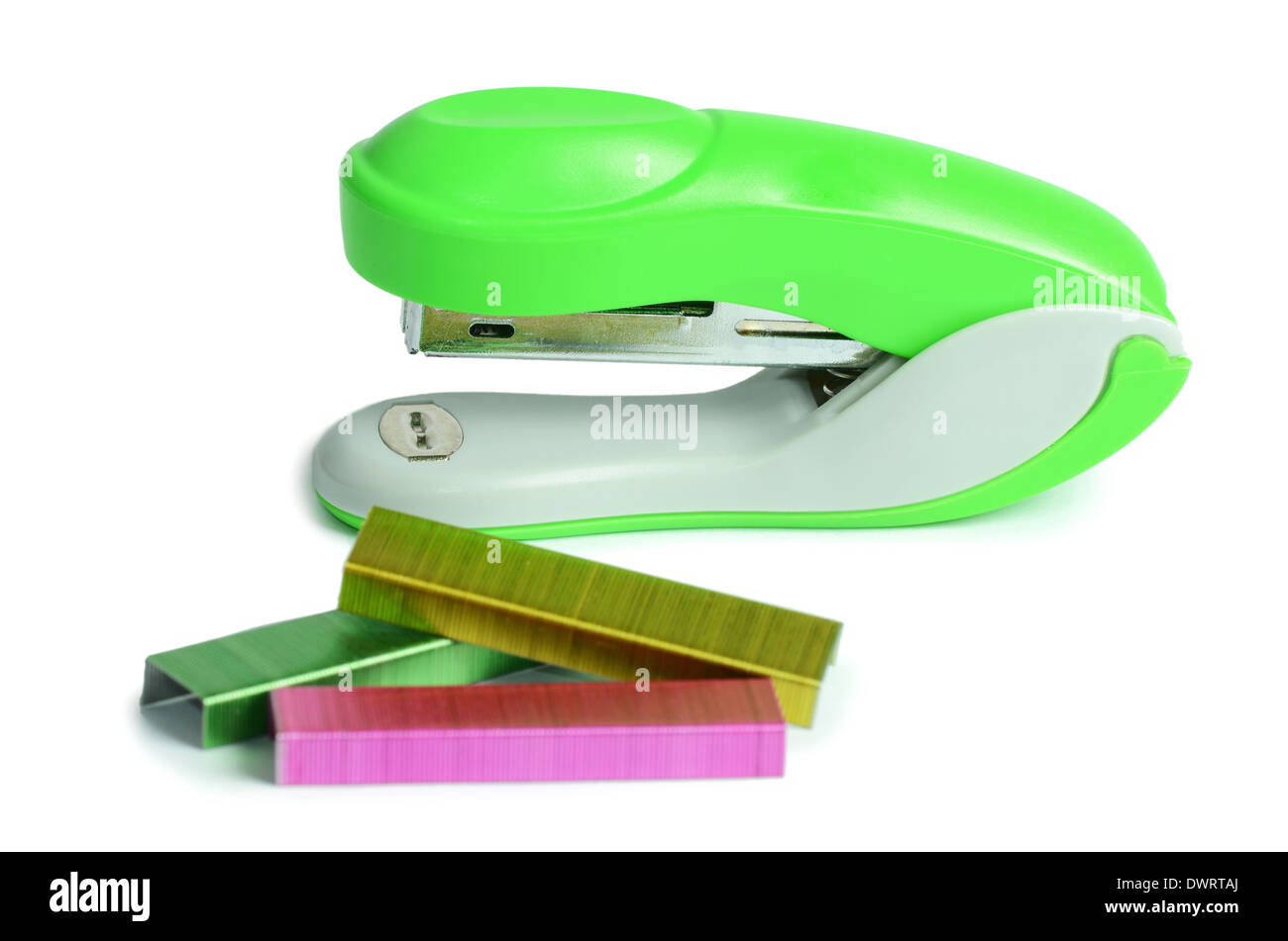The green stapler isolated on white background Stock Photo - Alamy