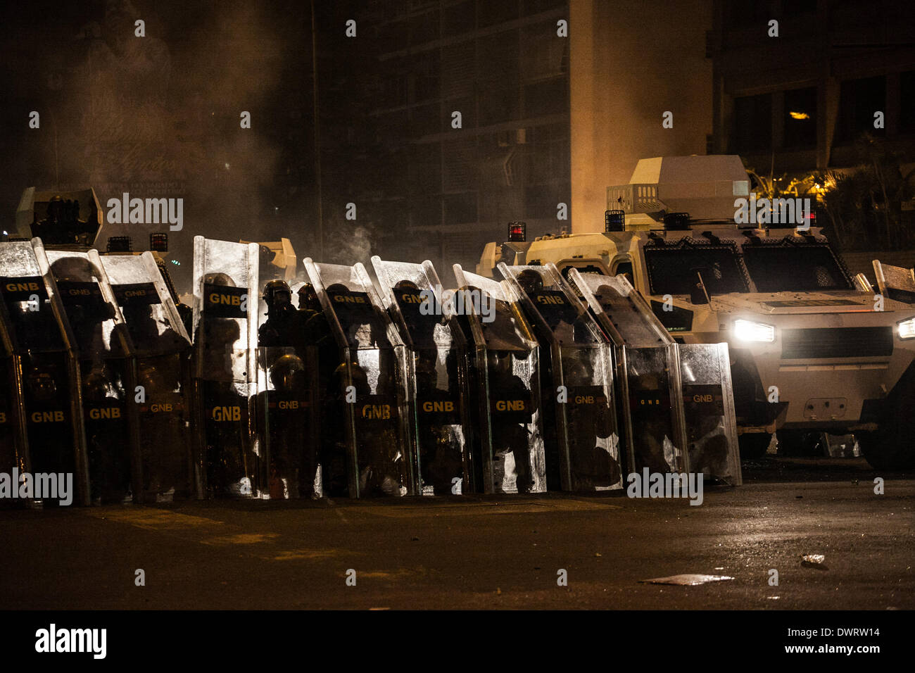 Caracas, Venezuela. 12th Mar, 2014. Members of the Bolivarian National ...