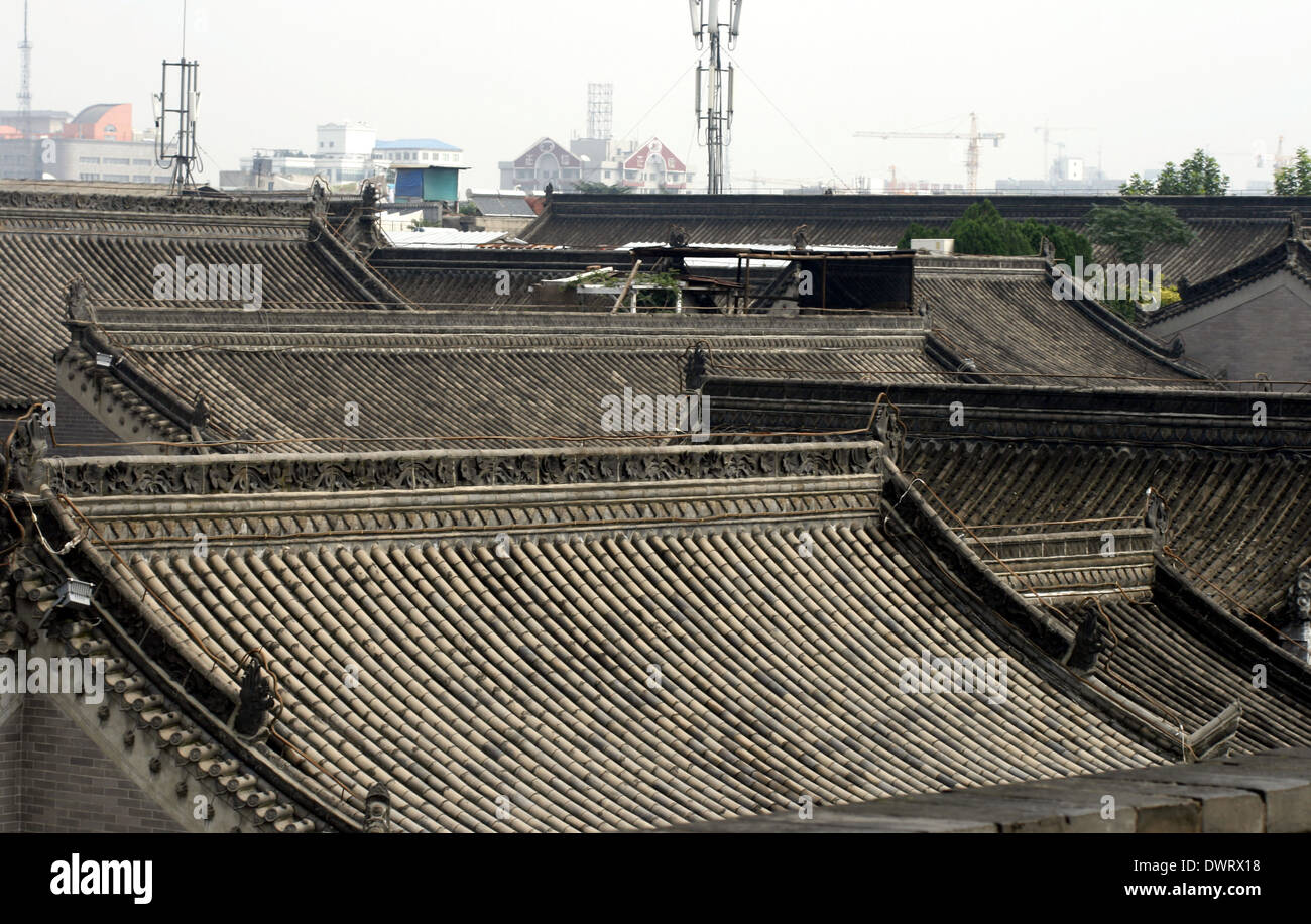 downtown of Xian, overlooking the rooftops Stock Photo - Alamy