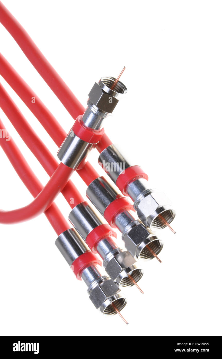 Bunch of red coaxial cables with connectors Stock Photo - Alamy