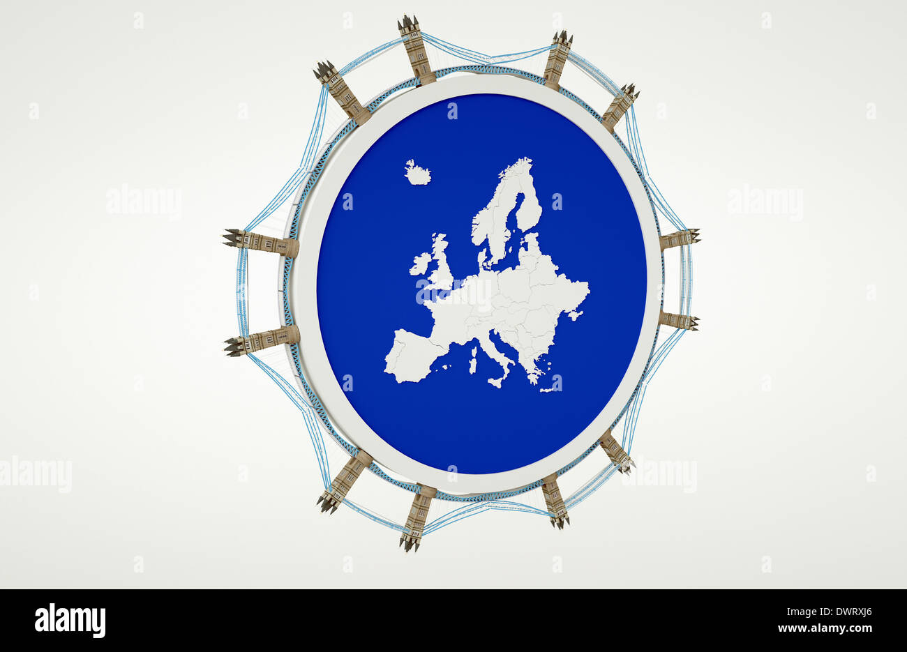 bridges over European map Stock Photo - Alamy