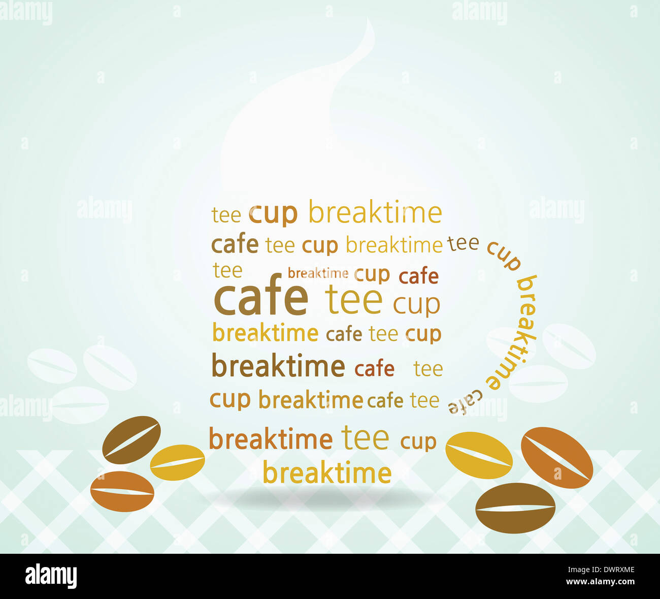 illustration design of coffee cup filled with English words Stock Photo ...
