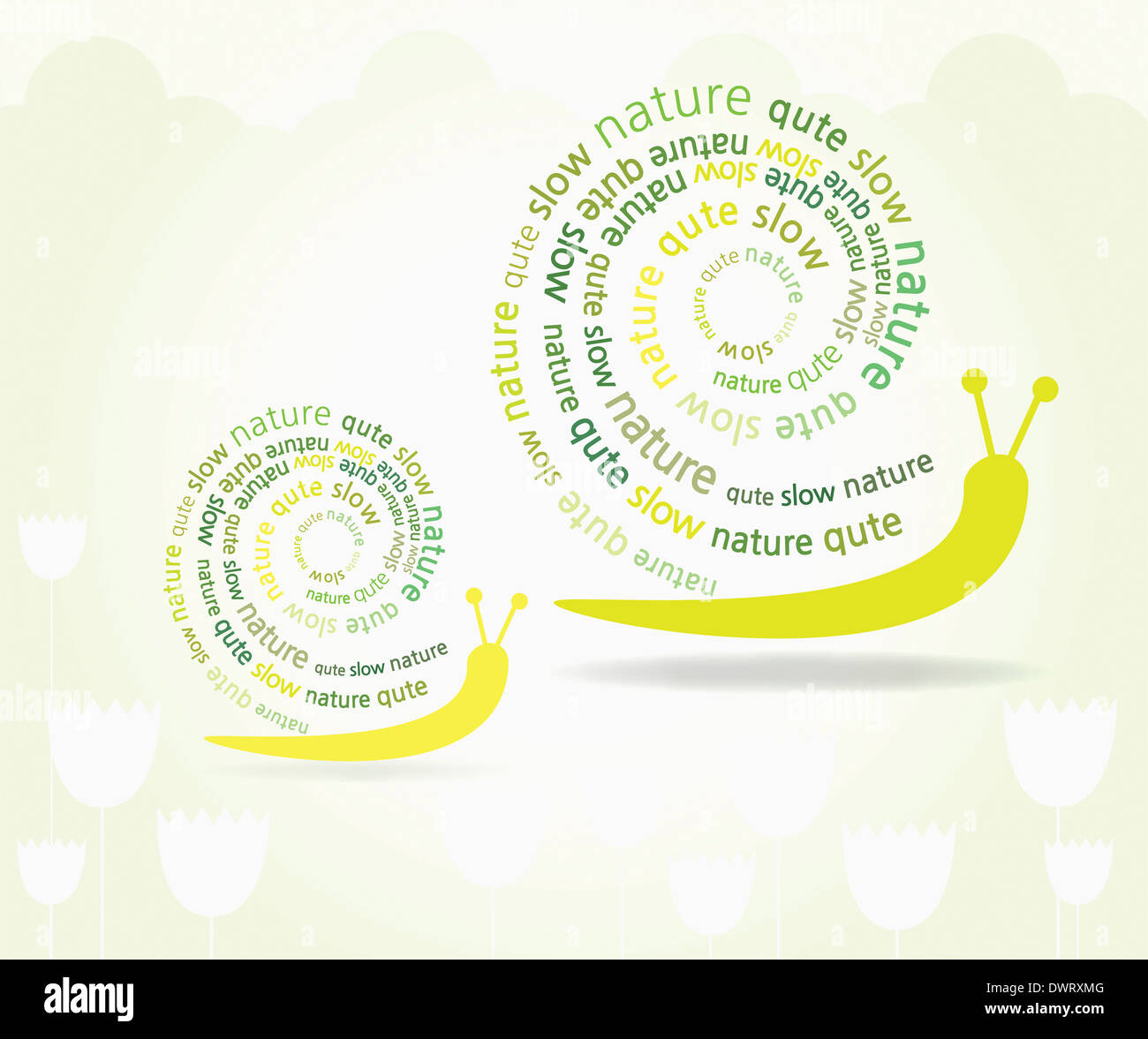 illustration design of snails filled with English words Stock Photo - Alamy