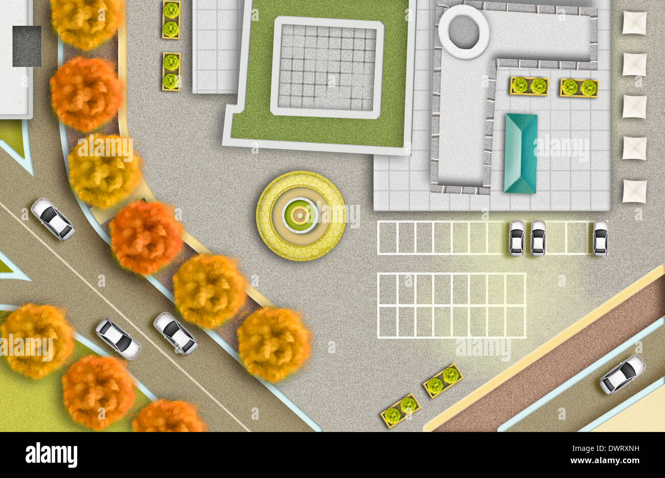 top down illustration view of city Stock Photo - Alamy