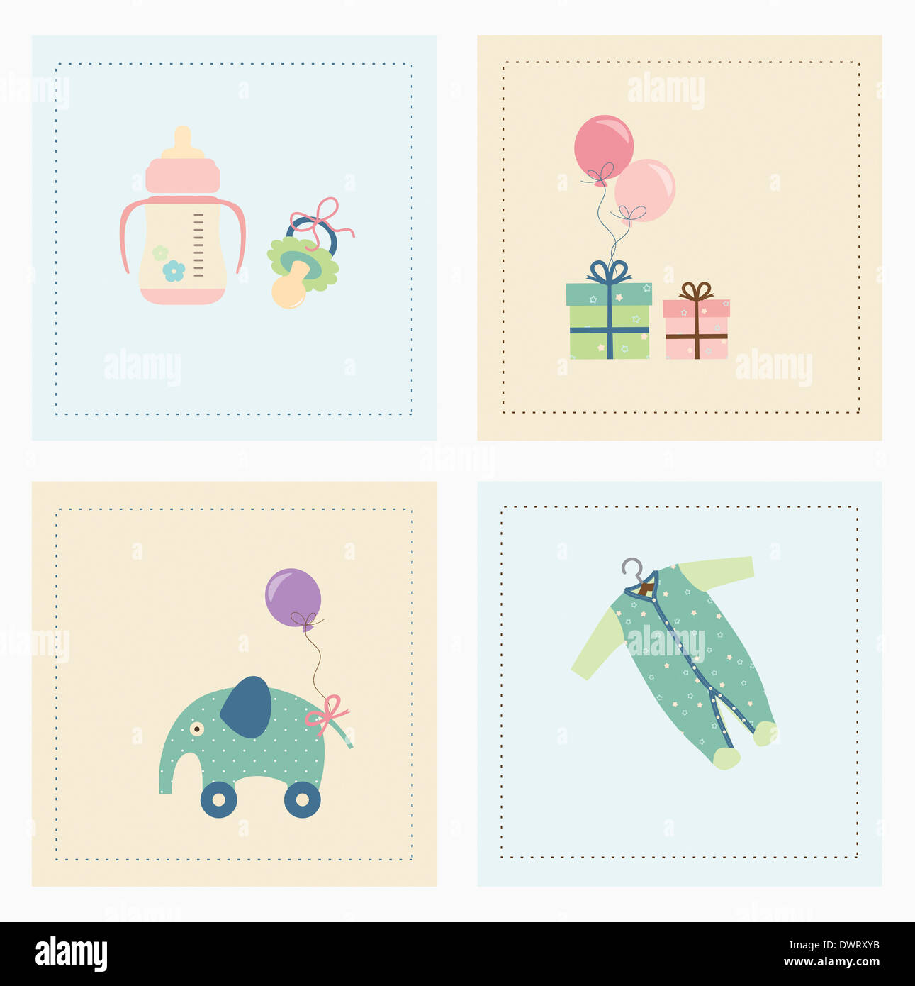 illustration set of baby items Stock Photo - Alamy