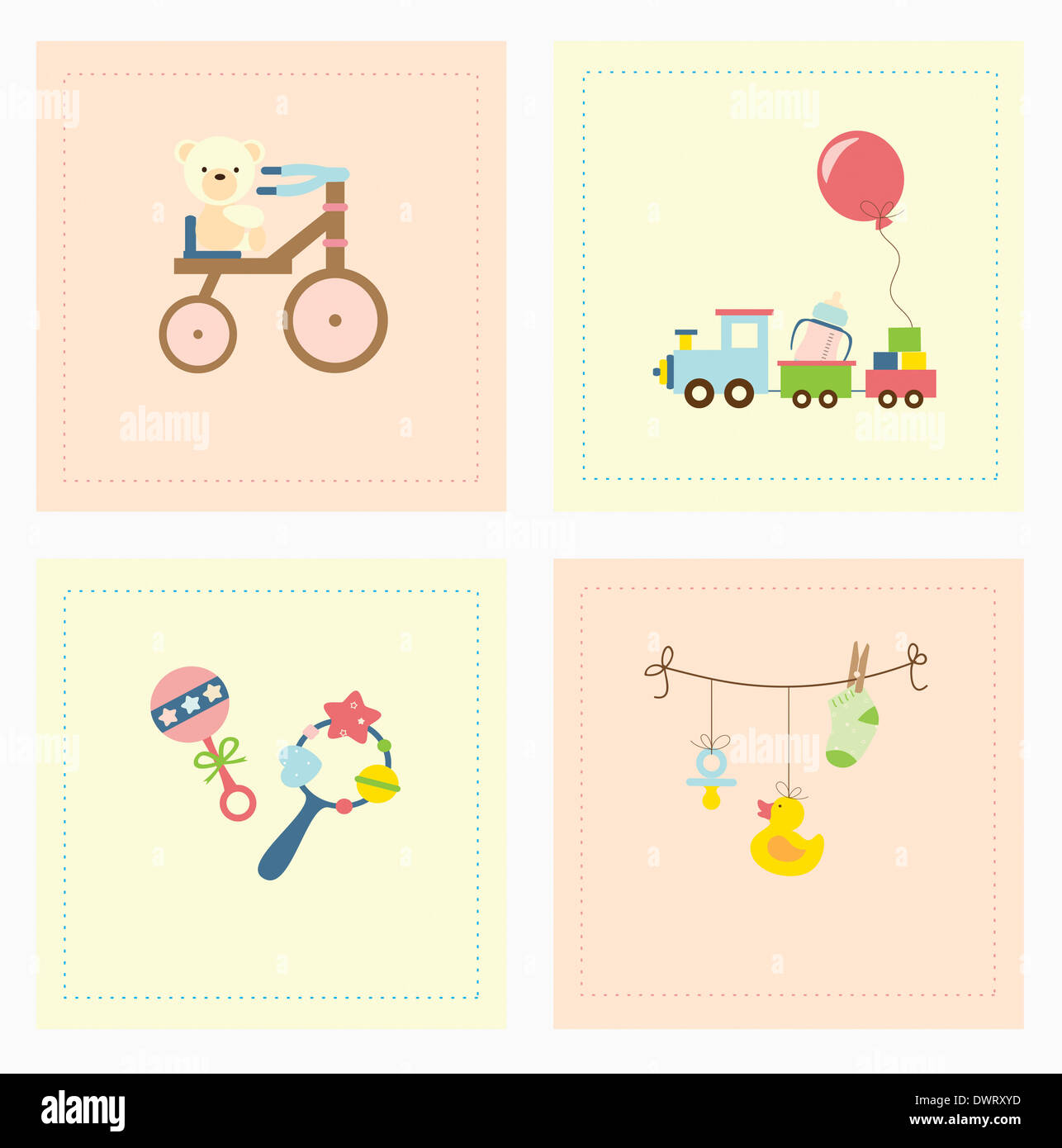 illustration set of baby items Stock Photo - Alamy