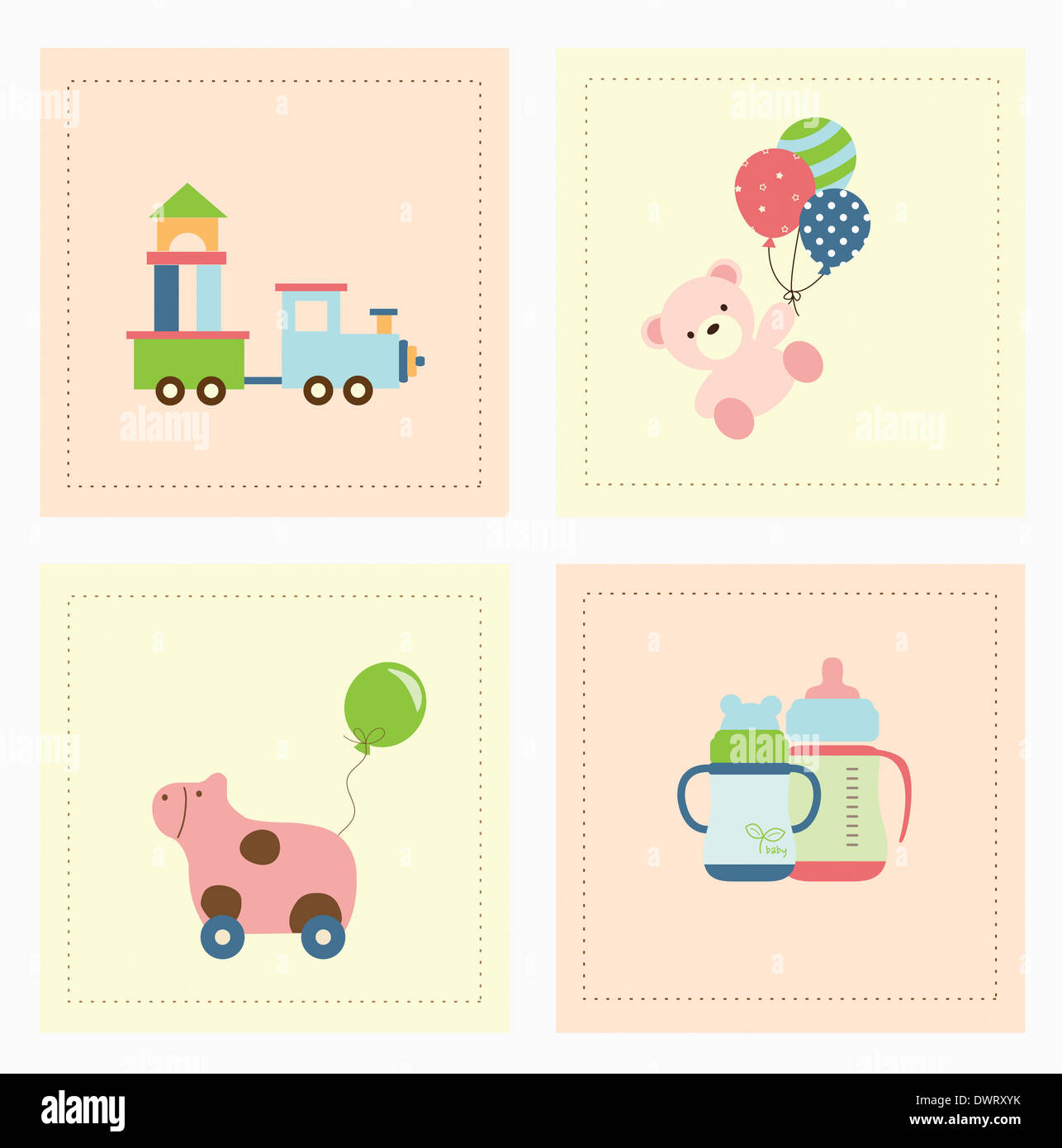 illustration set of baby items Stock Photo - Alamy