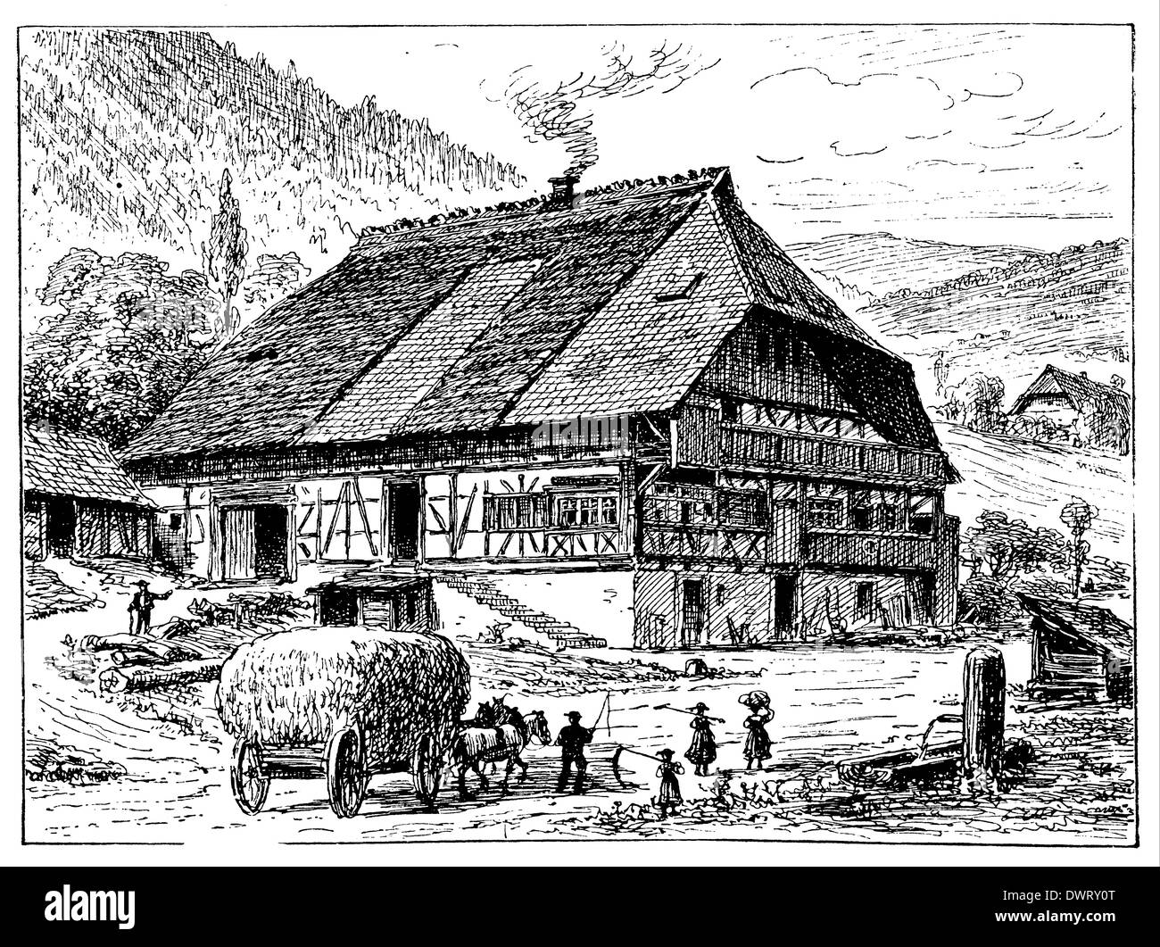 Farm buildings germany Black and White Stock Photos & Images - Alamy