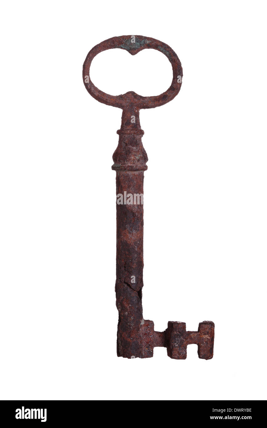 18th century antique key isolated on white Stock Photo - Alamy