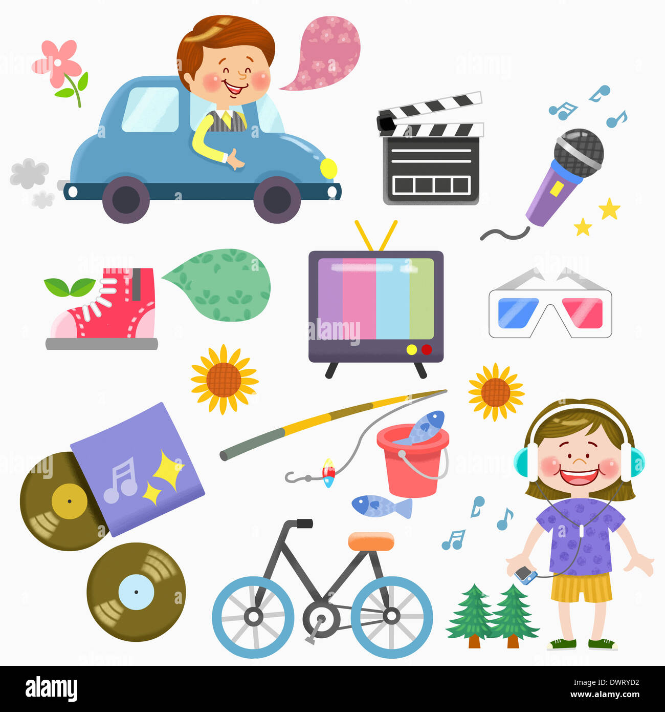 illustration icons related to entertainment Stock Photo - Alamy