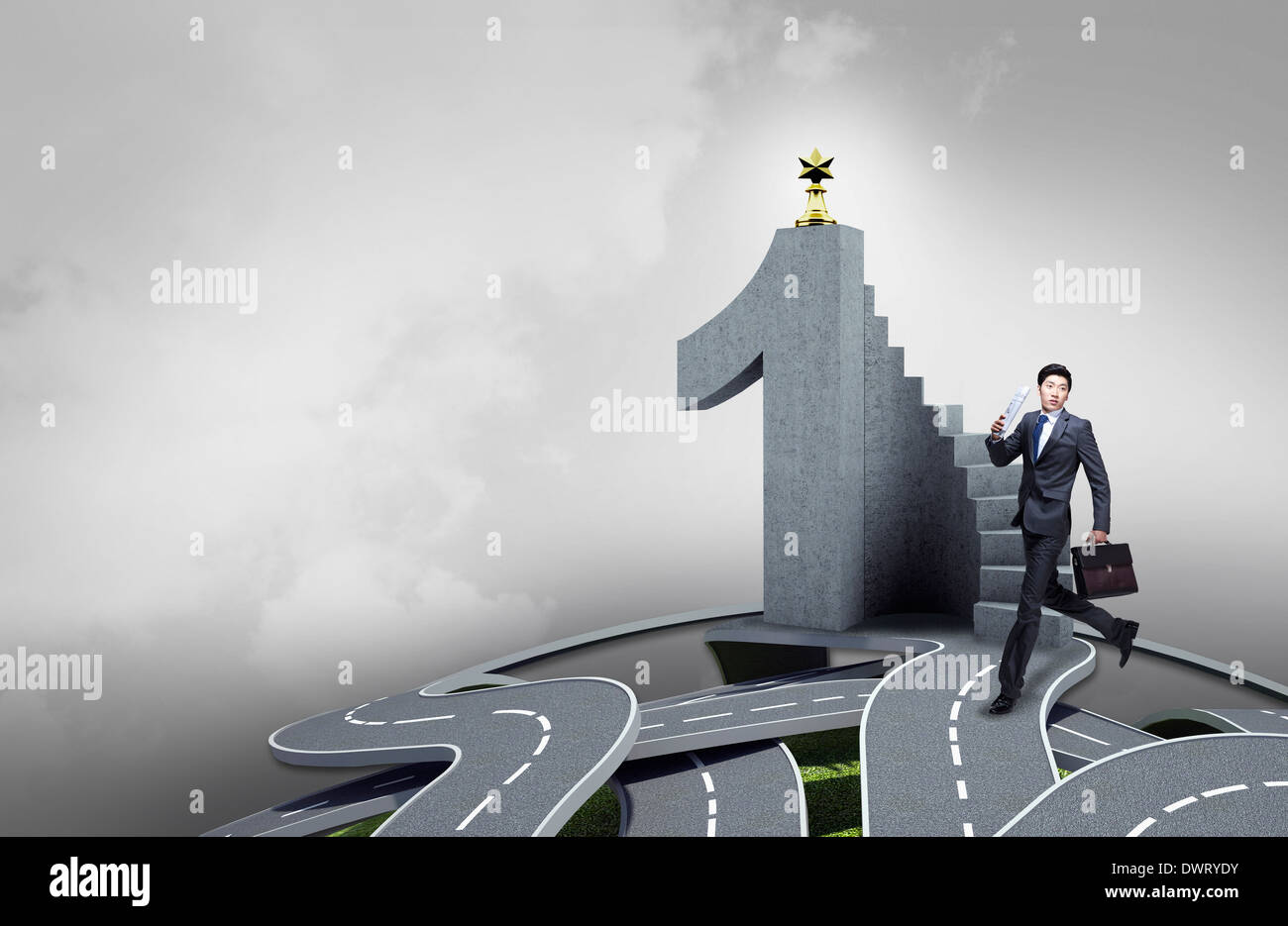 a businessman walking down number one stairs Stock Photo - Alamy