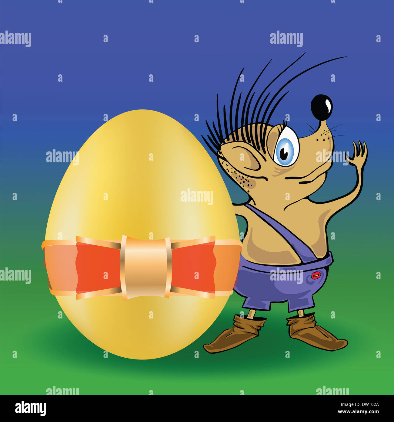 colorful illustration with hedgehog and easter egg for your design ...