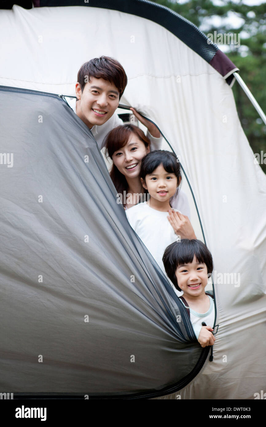 a family inside a camping tent Stock Photo - Alamy