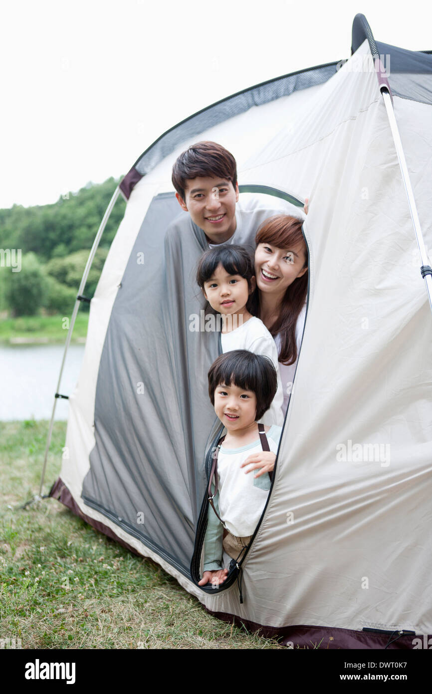 a family inside a camping tent Stock Photo - Alamy